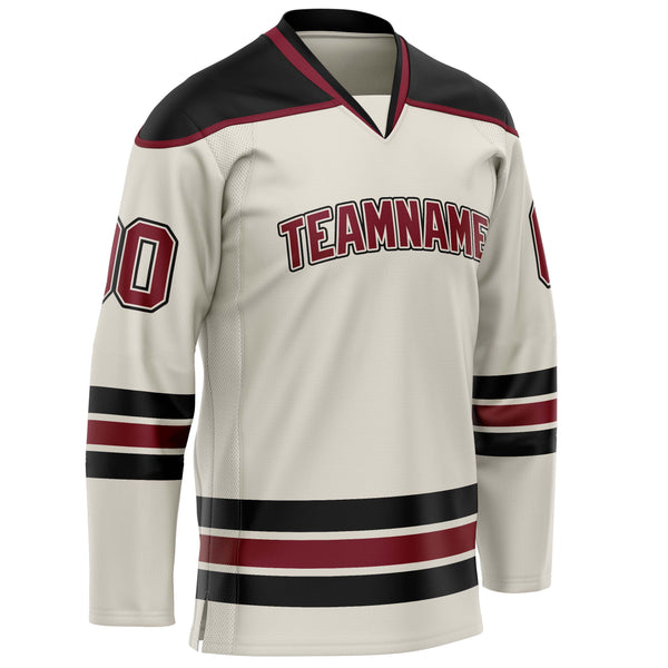 Custom Cream Crimson Solid Colour Hockey Jersey – Fanaticstyle